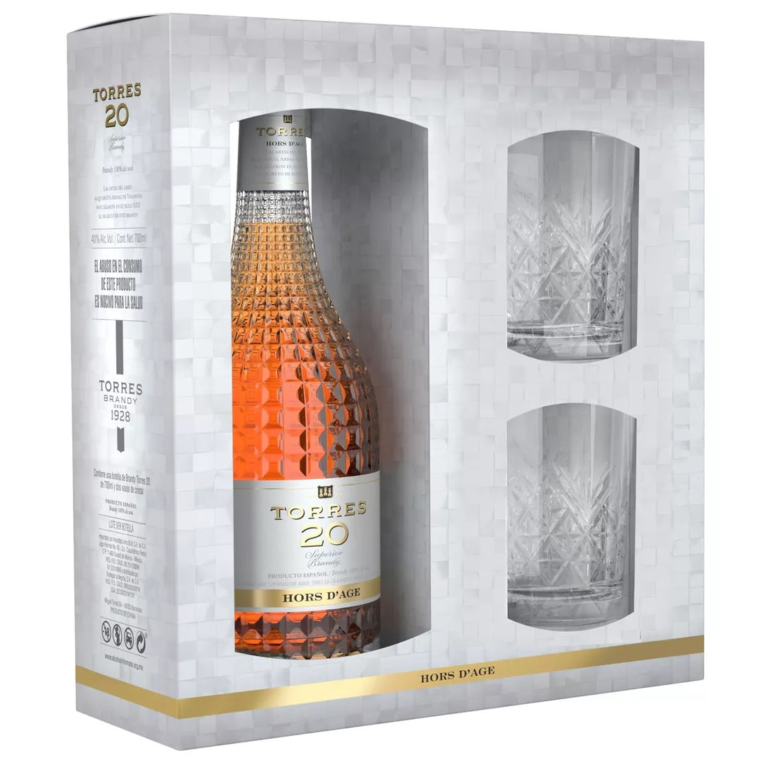Brandy Torres 20 750 ML + 2 Vasos – Vinexa/LasBarricas
