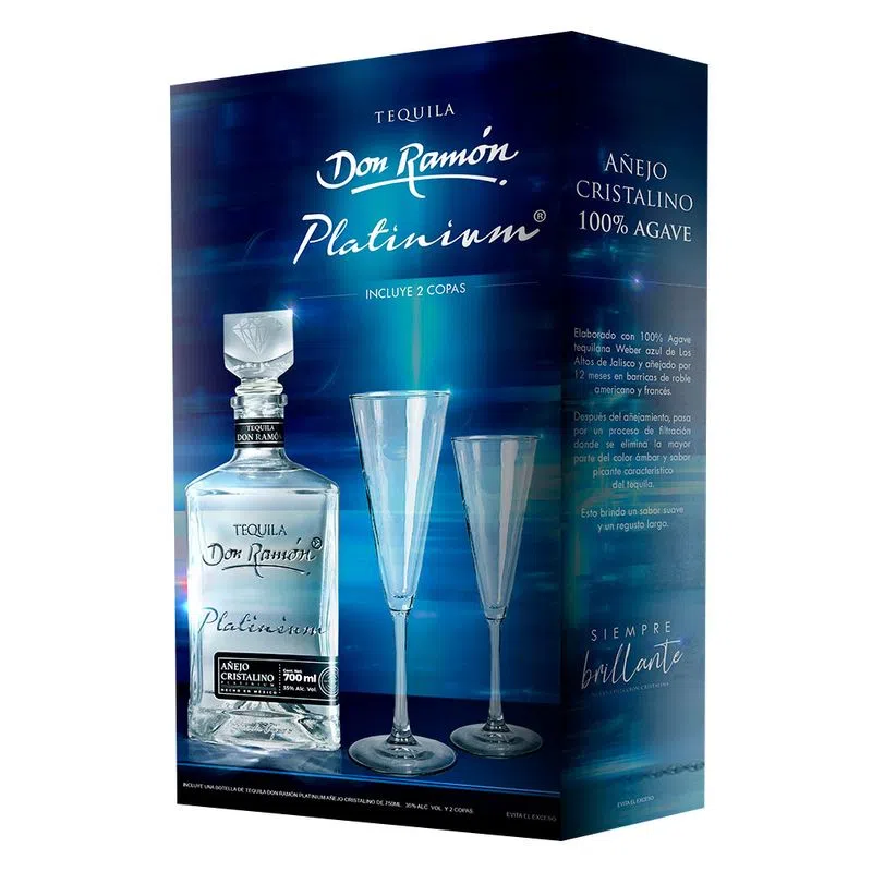 Tequila Don Ramón Platinum 700ml + Copas – Vinexa/LasBarricas